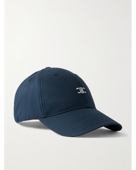 Celine Triomphe Logo-Embroidered Cotton-Gabardine Baseball Cap in Blue ...