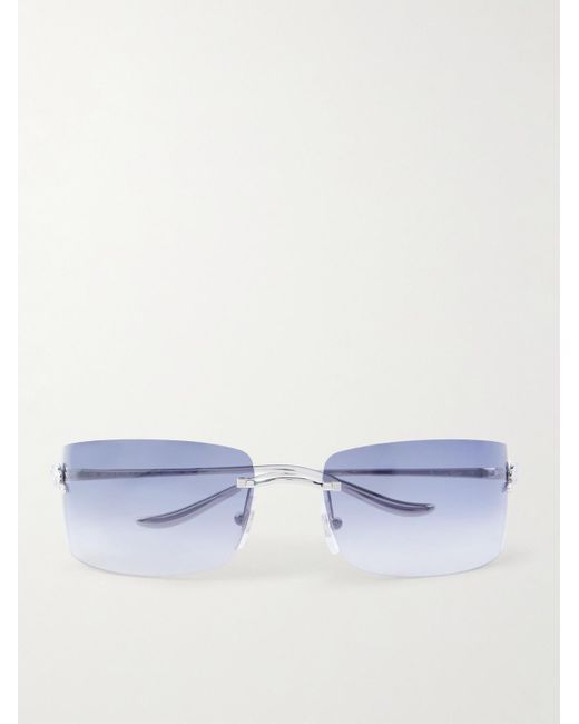 Cartier Rimless Square-Frame-Tone Sunglasses in Blue for Men | Lyst UK