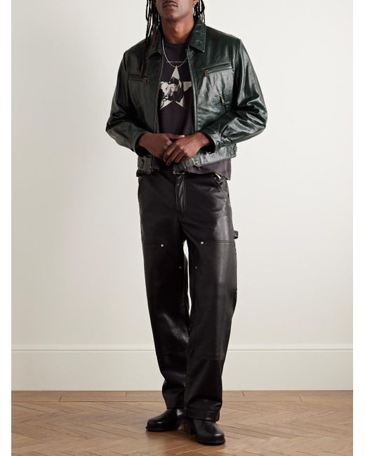 Enfants Riches Deprimes Scorpio Rising Cropped Textured-Leather Jacket ...