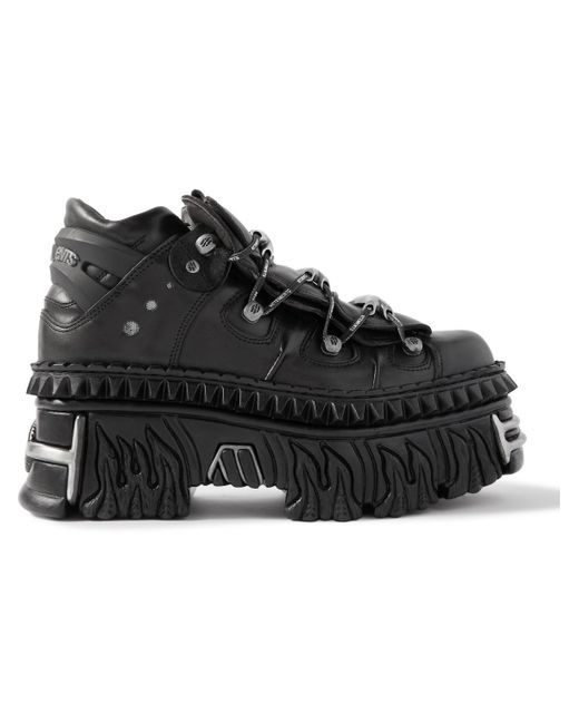 Vetements New Rock Embellished Leather Platform Sneakers in Black for ...