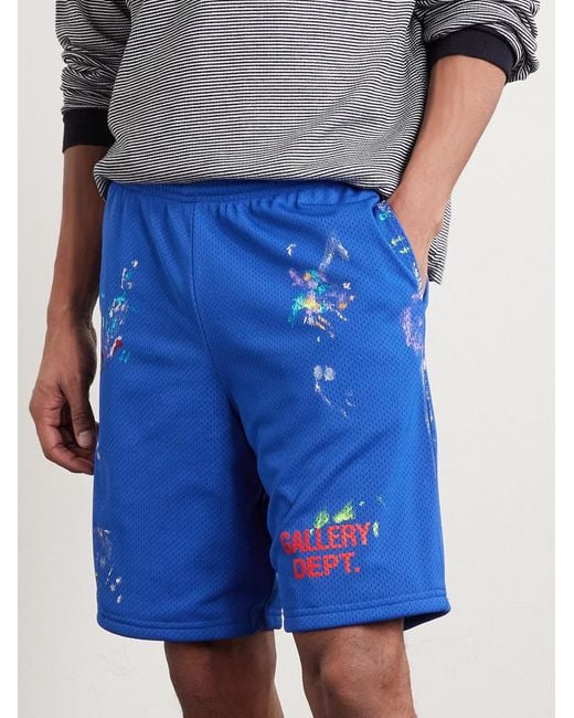 GALLERY DEPT. Studio Gym Straight-Leg Paint-Splattered Mesh Shorts in ...