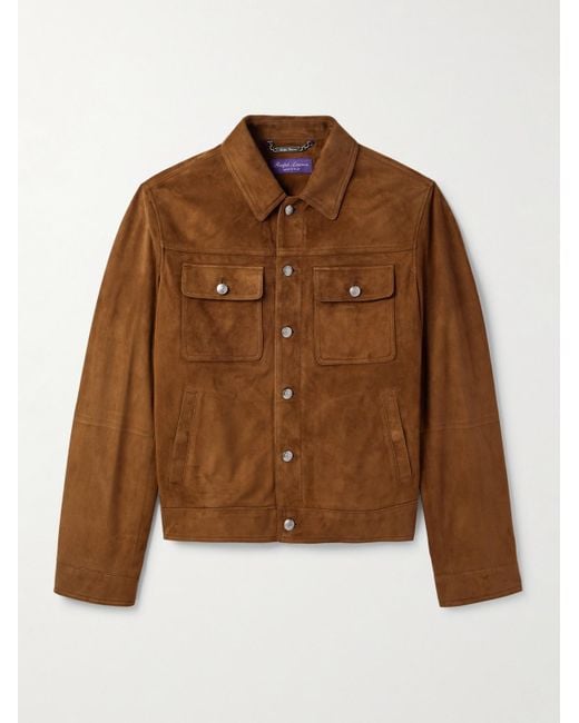 Ralph Lauren Suede Trucker Jacket in Brown for Men | Lyst UK