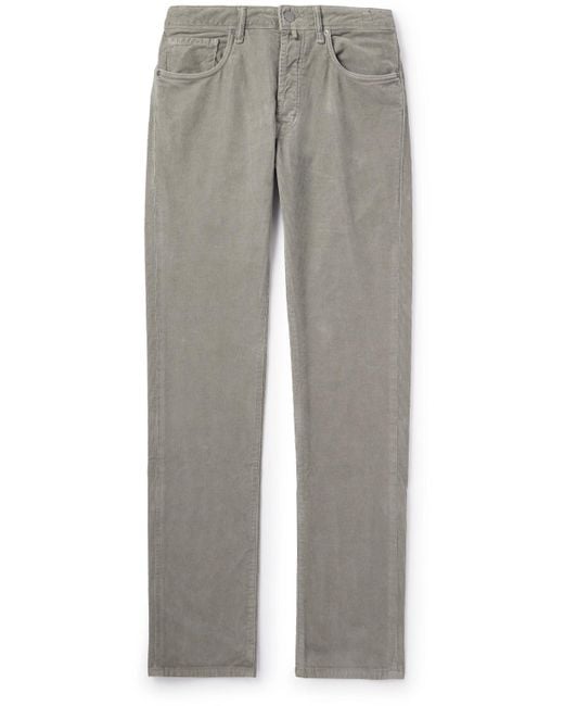 Incotex Blue Division Straight-leg Logo-appliquéd Cotton-blend Corduroy Trousers in Gray for Men ...