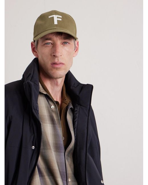 Tom Ford Leather-trimmed Logo-embroidered Cotton-twill Baseball Cap in ...