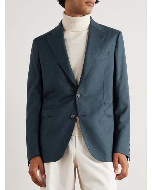 De Petrillo Napoli Wool And Silk-blend Twill Suit Jacket in Blue for ...