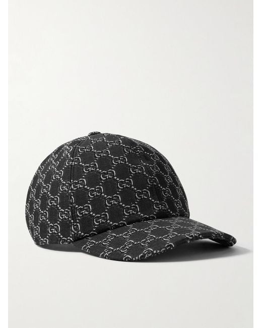 Gucci Monogrammed Wool-Twill Baseball Cap in Black for Men | Lyst UK