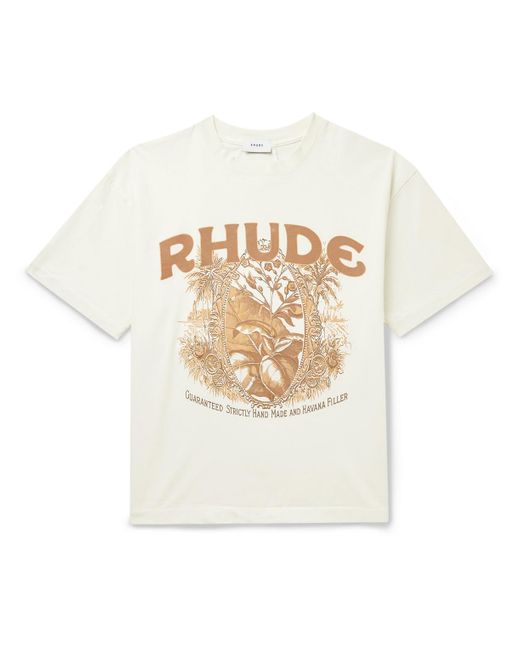 Rhude Cigaro Logo-print Cotton-jersey T-shirt in White for Men | Lyst