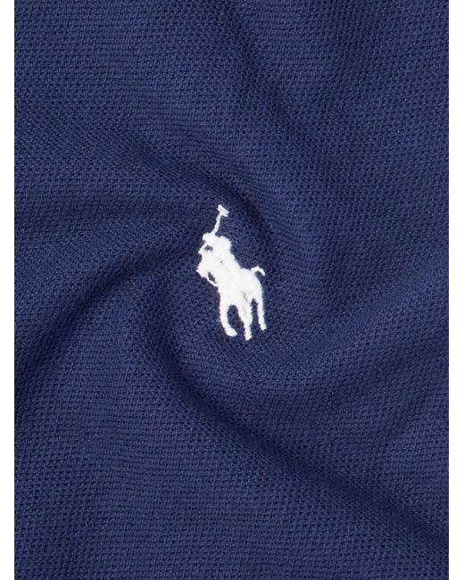 Polo Ralph Lauren Wimbledon Appliquéd Logo-embroidered Cotton-piqué Half-zip Sweater in Blue for ...