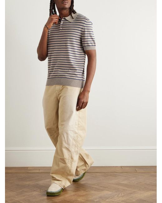 Loewe Paula's Ibiza Slim-Fit Striped Cotton-Blend Polo Shirt in Grey ...