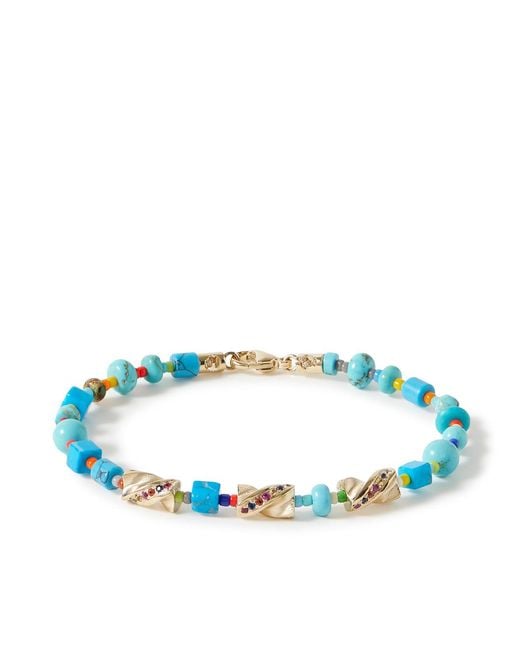 Luis Morais Drill Bit 14-Karat Multi-Stone Beaded Bracelet in Blue for ...