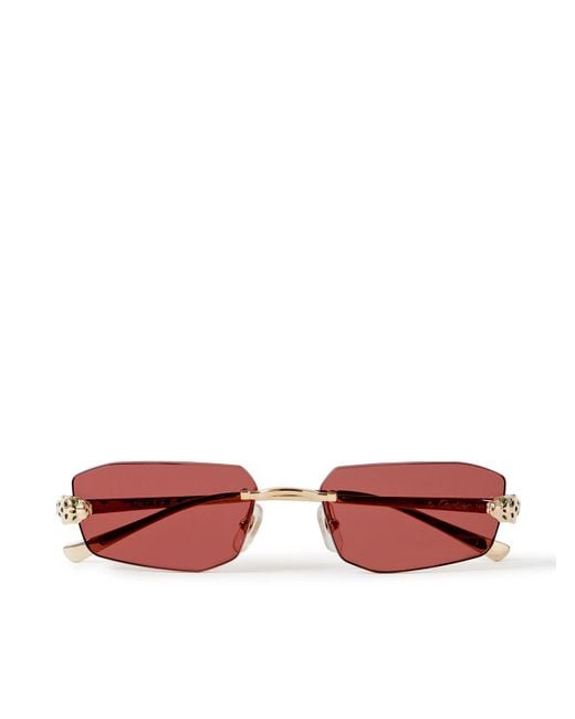 Cartier Panthère De Cartier Rimless Rectangle-Frame-Tone Sunglasses in ...