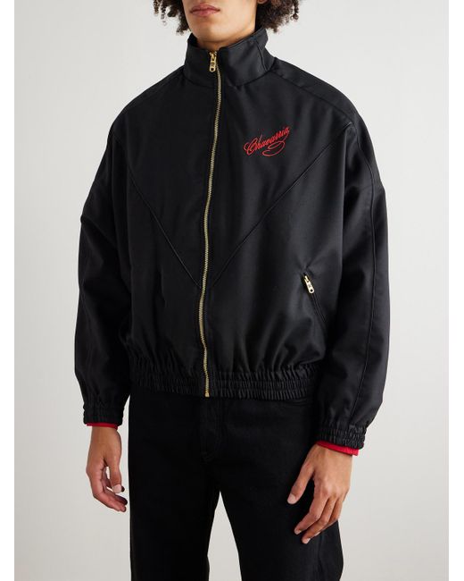 Willy Chavarria Ruff Rider Logo-Embroidered Wool Bomber Jacket in Black ...
