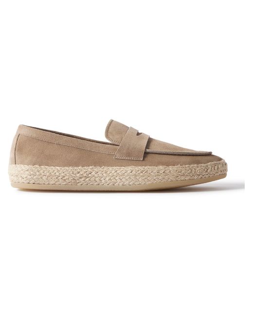 Officine Creative Bowline 002 Jute-Trimmed Suede Penny Loafers in White ...