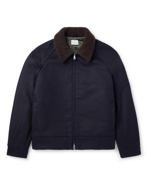 Kingsman Shearling-trimmed Wool And Cashmere-blend Felt Jacket in Blue ...