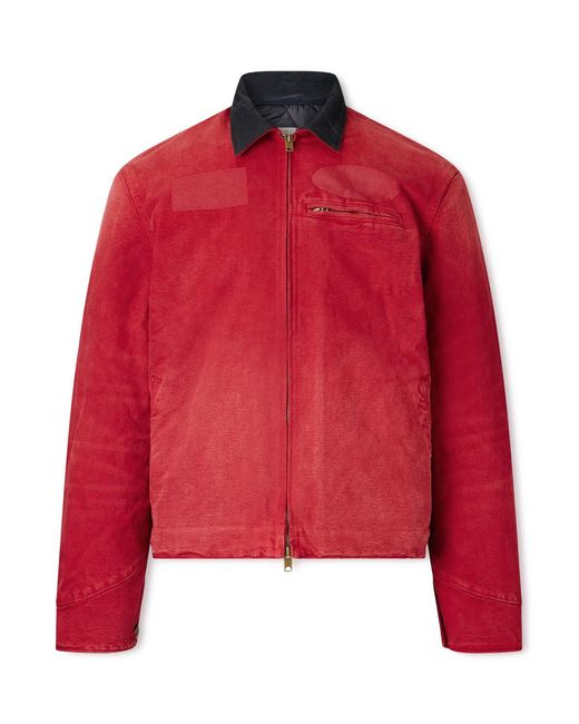 CHERRY LA Sun Faded Padded Denim Chore Jacket in Red for Men | Lyst