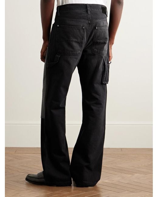 Amiri Carpenter Straight-Leg Croc-Effect Leather-Trimmed Jeans in Black for Men | Lyst UK