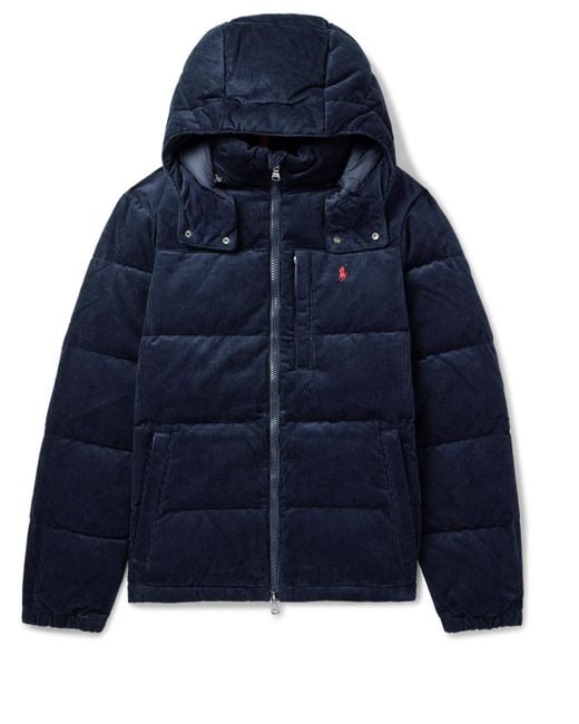 Polo Ralph Lauren Quilted Cotton-corduroy Down Jacket in Blue for Men | Lyst