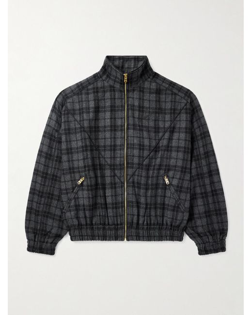 Willy Chavarria Ruff Rider Logo-Embroidered Checked Wool-Blend Jacket ...
