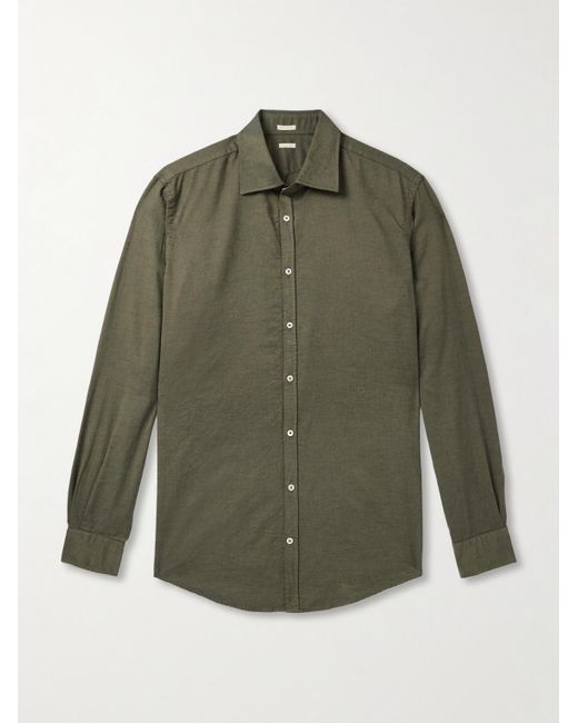 Massimo Alba Genova Cutaway-collar Cotton-chambray Shirt in Green for ...