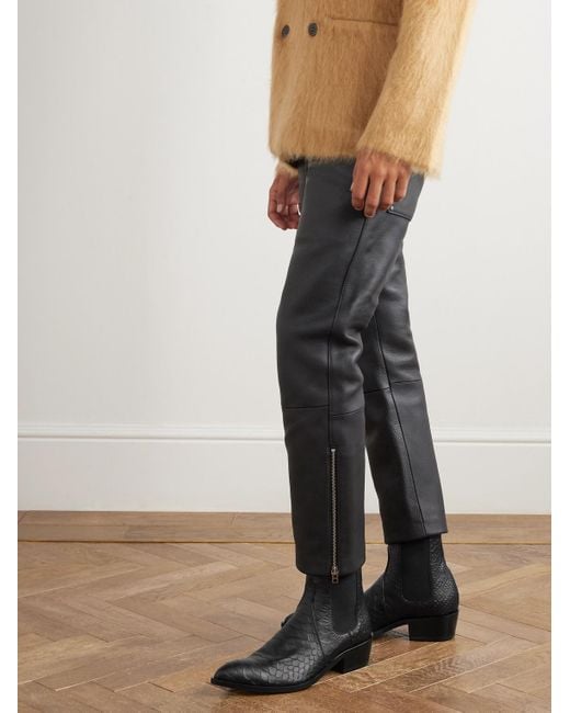 Tom Ford Python-effect Leather Chelsea Boots in Black for Men | Lyst UK