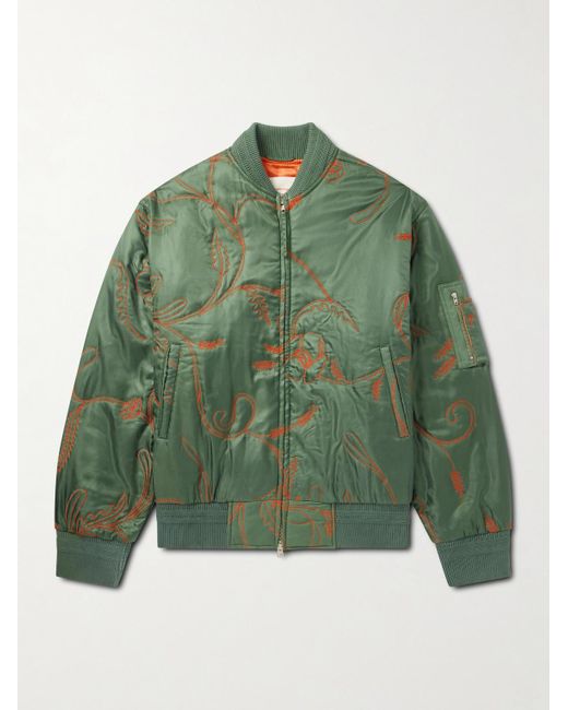 Kardo Max Embroidered Silk-twill Bomber Jacket in Green for Men | Lyst UK