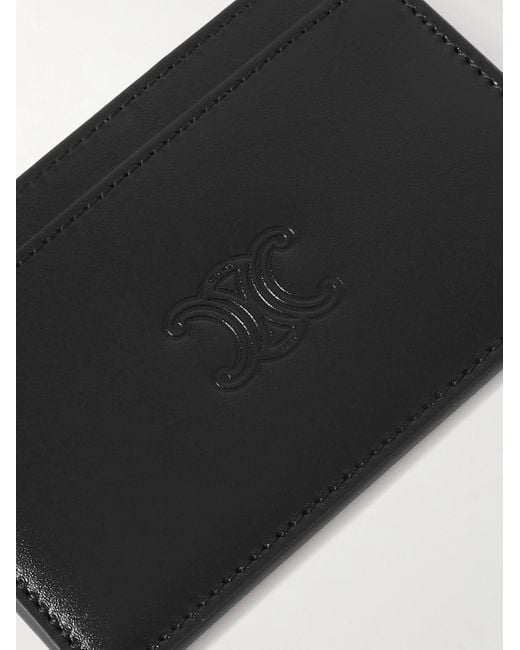 Celine Triomphe Logo-Embossed Leather Cardholder in Black for Men | Lyst UK