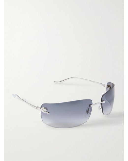 Cartier Rimless Square-Frame-Tone Sunglasses in Blue for Men | Lyst UK