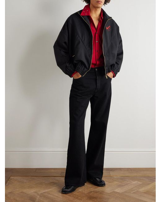 Willy Chavarria Ruff Rider Logo-Embroidered Wool Bomber Jacket in Black ...