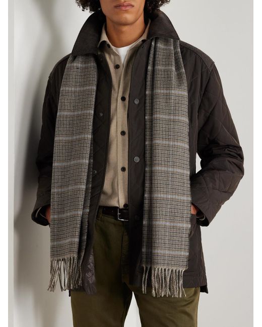 James Purdey & Sons Tom Fringed Checked Wool And Cashmere-Blend Scarf ...