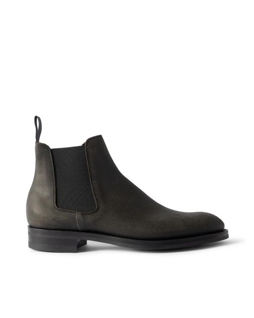 Edward Green Govan Waxed-suede Chelsea Boots in Black for Men | Lyst