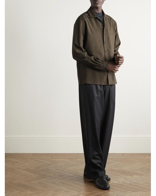 The Row Kanta Wool-Twill Shirt in Green for Men | Lyst UK