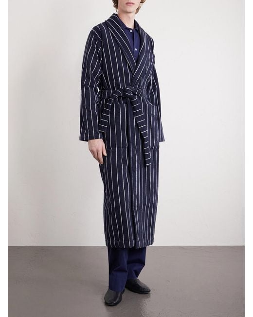 Tekla Belted Striped Organic Cotton-terry Robe in Blue for Men | Lyst UK