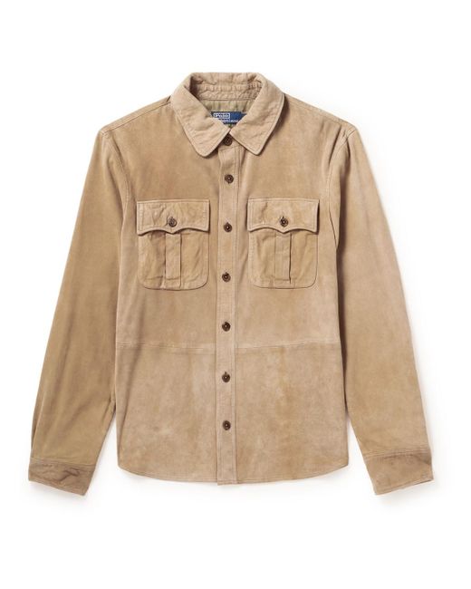 Polo Ralph Lauren Suede Jacket in Natural for Men | Lyst