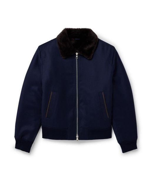 MR P. Shearling-Lined Brushed-Wool Jacket in Blue for Men | Lyst