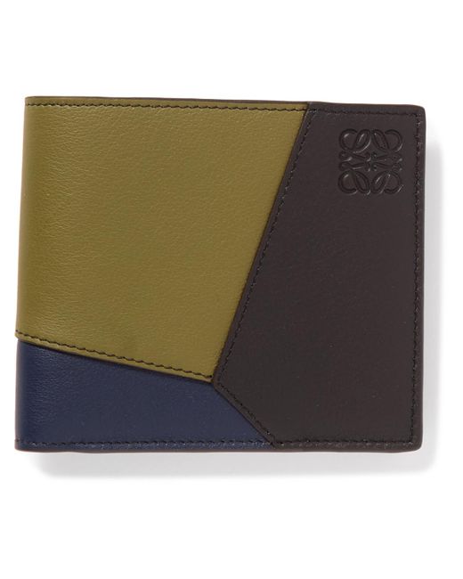 Loewe Puzzle Edge Logo-debossed Leather Billfold Wallet in Green for ...