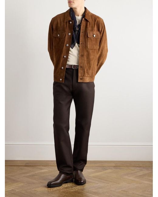 Ralph Lauren Suede Trucker Jacket in Brown for Men | Lyst UK
