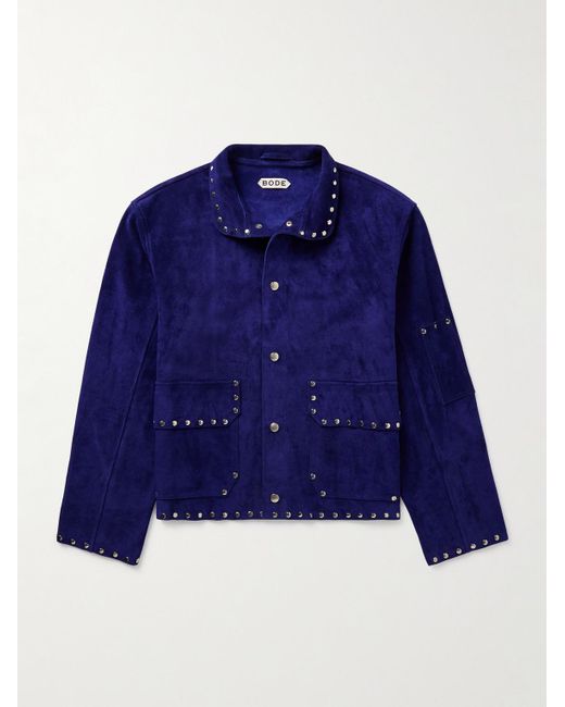 Bode Studded Suede Jacket in Blue for Men | Lyst UK