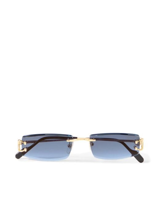 Cartier C De Cartier Rimless Rectangle-frame Gold-tone Sunglasses in ...
