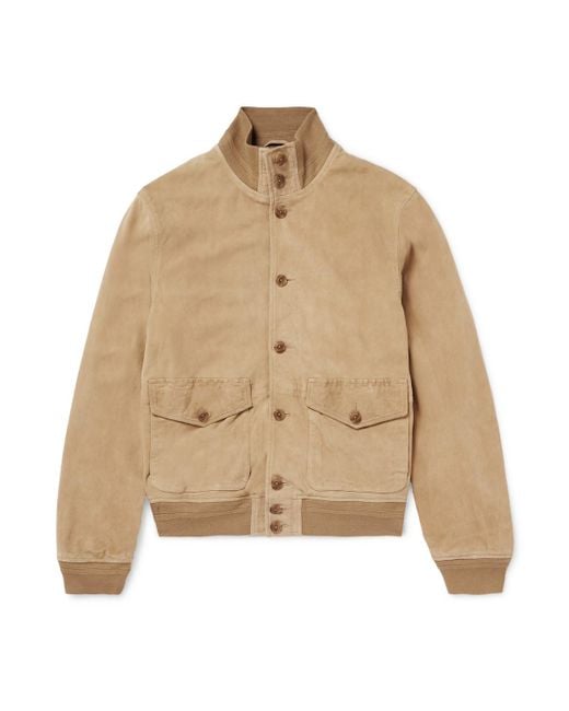 Polo Ralph Lauren Suede Bomber Jacket in Natural for Men | Lyst