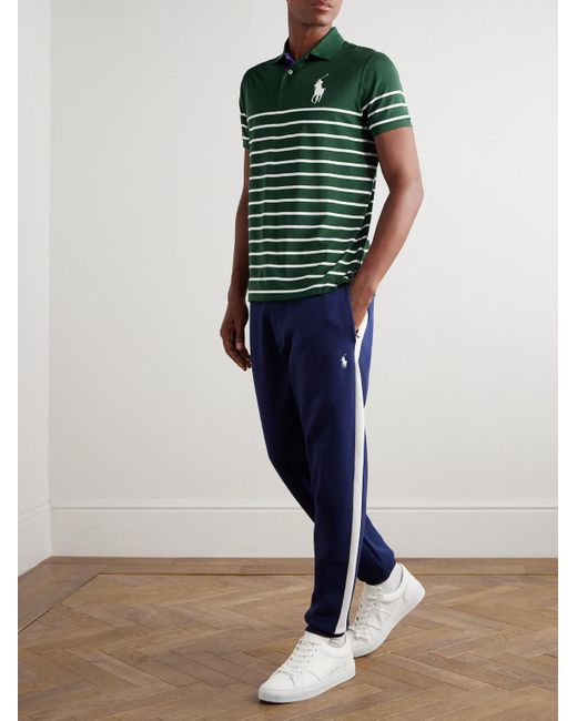 Polo Ralph Lauren Wimbledon Ballperson Logo-Embroidered Appliquéd Stretch-Jersey Polo Shirt in ...