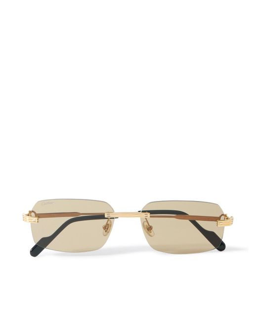 Cartier Rimless Rectangular-Frame-Tone Sunglasses in Natural for Men | Lyst