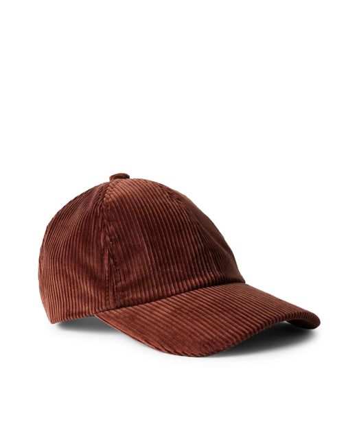 MR P. Leather-Trimmed Cotton-Corduroy Baseball Cap in Brown | Lyst
