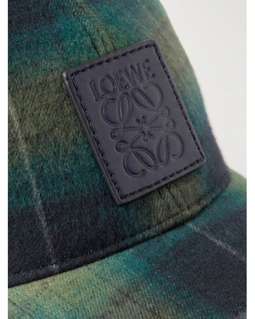 Loewe Leather-trimmed Checked Cotton-flannel Baseball Cap in Blue for ...
