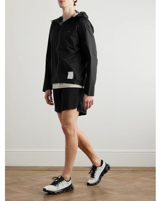 Satisfy Rain Fly Logo-Print Pertex Shield Air Ripstop Hooded Jacket in ...