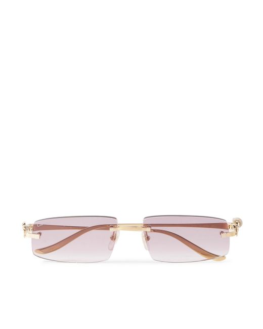 Cartier Panthère Rimless Rectangular-Frame-Tone Sunglasses in Pink for ...