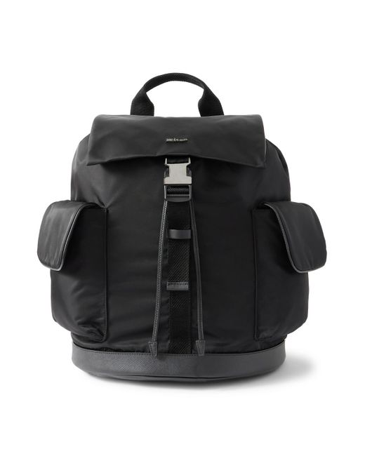Kiton Leather-trimmed Shell Backpack in Black for Men | Lyst