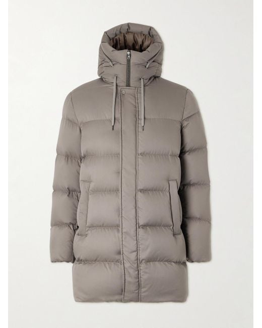 Herno Quilted Twill Hooded Down Jacket in Grey for Men | Lyst UK