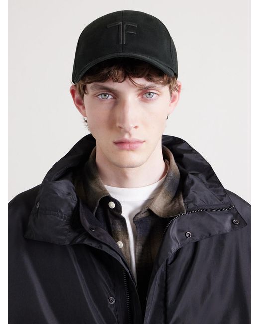 Tom Ford Leather-trimmed Logo-embroidered Cotton-twill Baseball Cap in ...