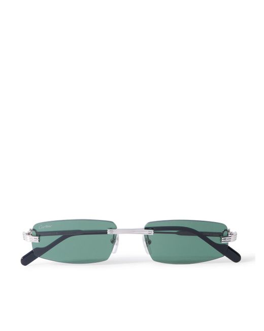 Cartier Rimless Rectangular-Frame-Tone Sunglasses in Green for Men | Lyst