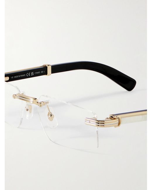 Cartier Rectangular-Frame-Tone And Horn Optical Glasses in White for ...